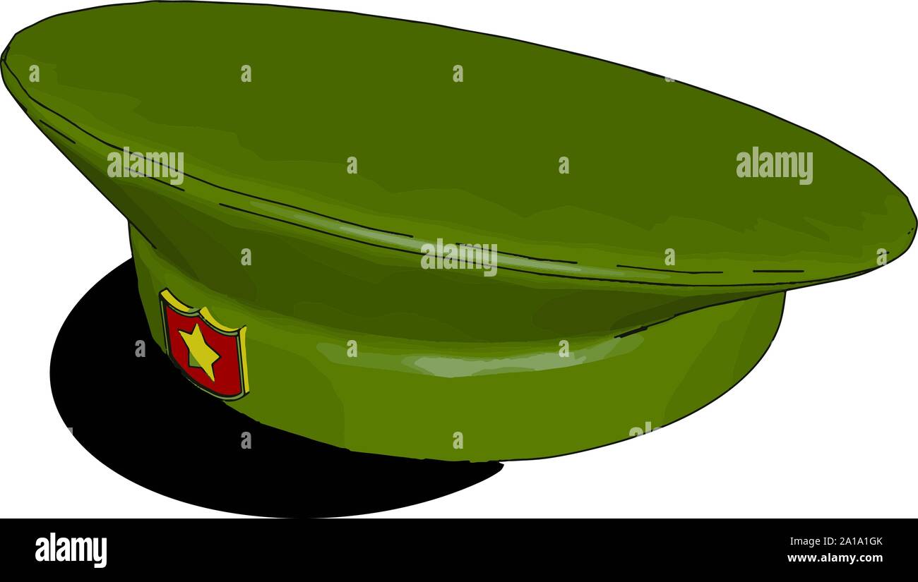 Military hat, illustration, vector on white background Stock Vector ...