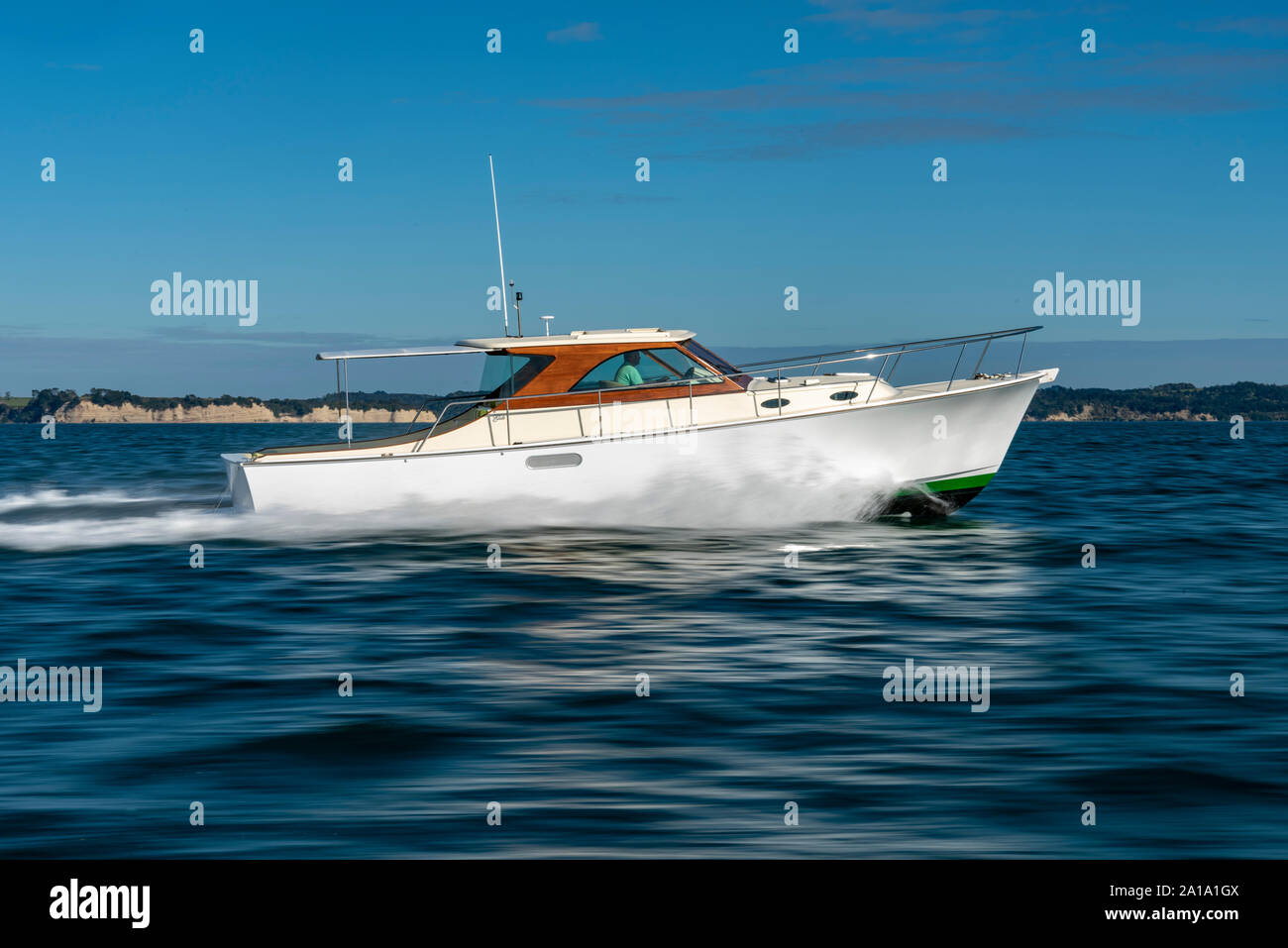 Classic wooden Motor launch, Elite Stock Photo - Alamy