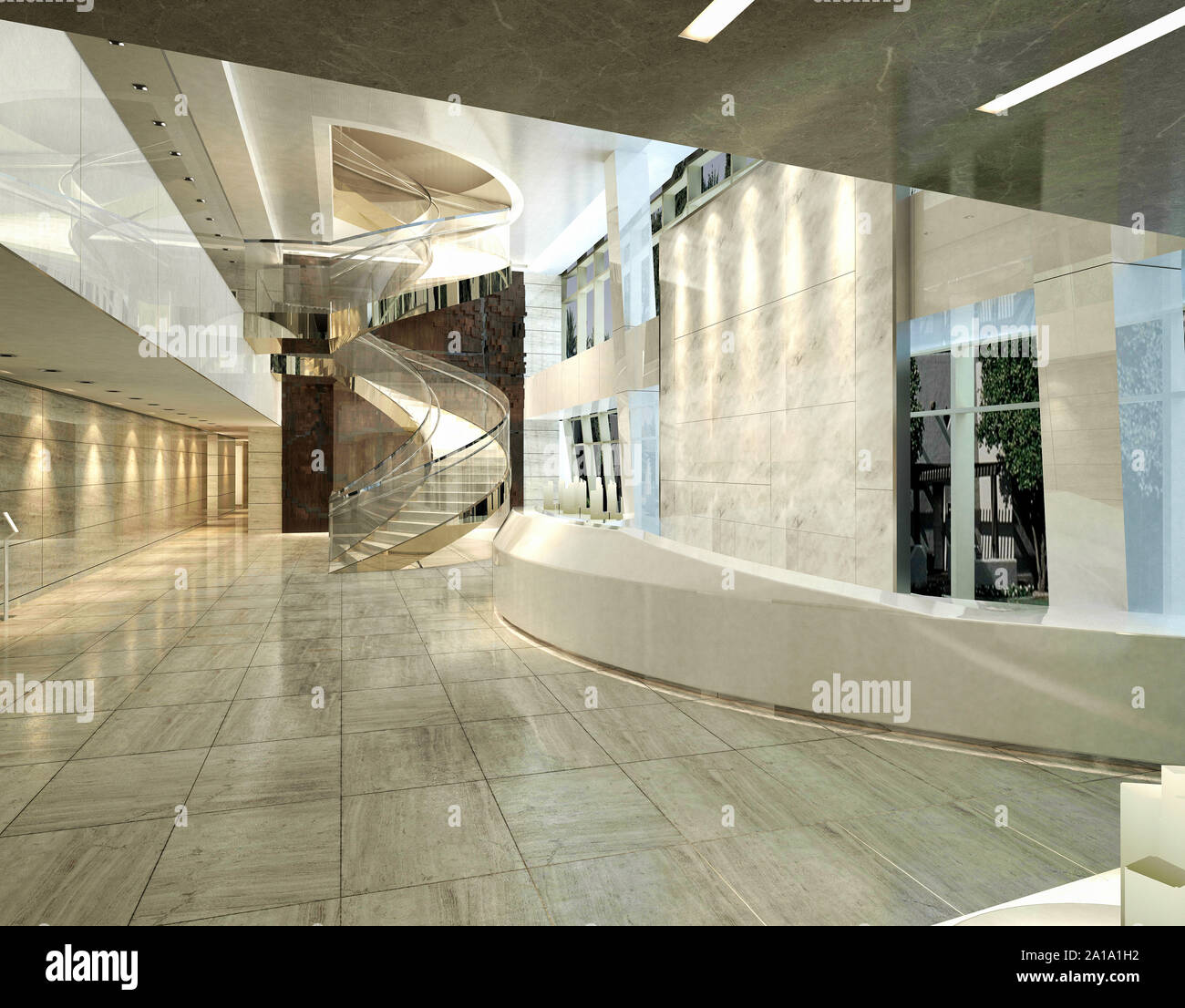 3d render hotel entrance lobby Stock Photo - Alamy