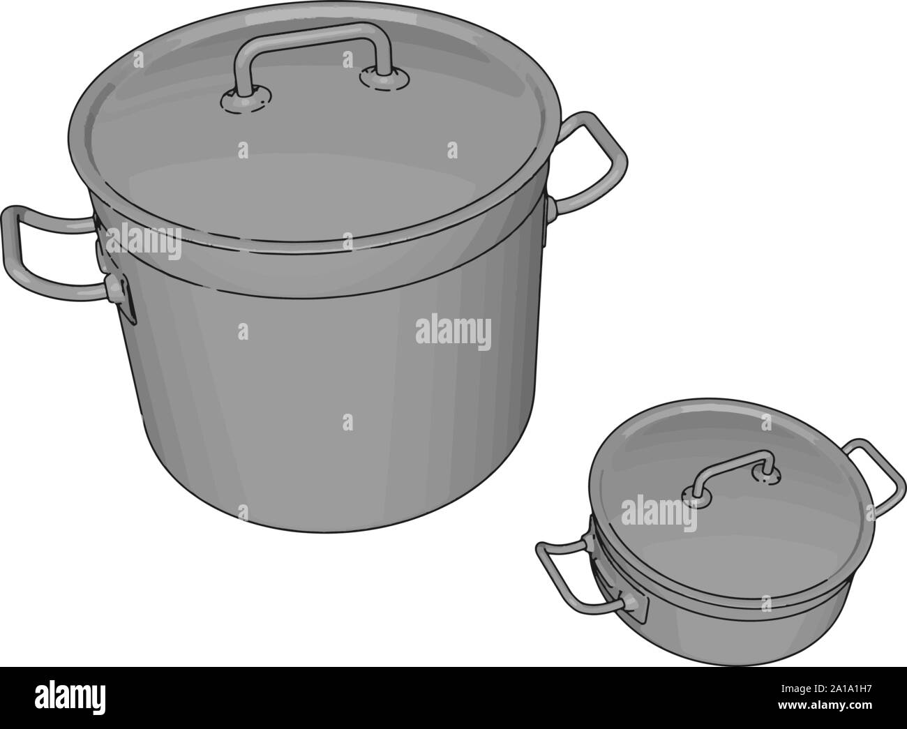Silver cookware, illustration, vector on white background Stock Vector ...