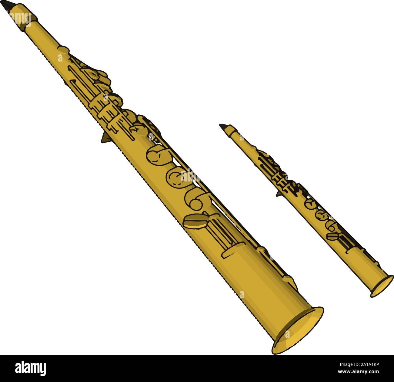 Yellow saxophone, illustration, vector on white background Stock Vector ...
