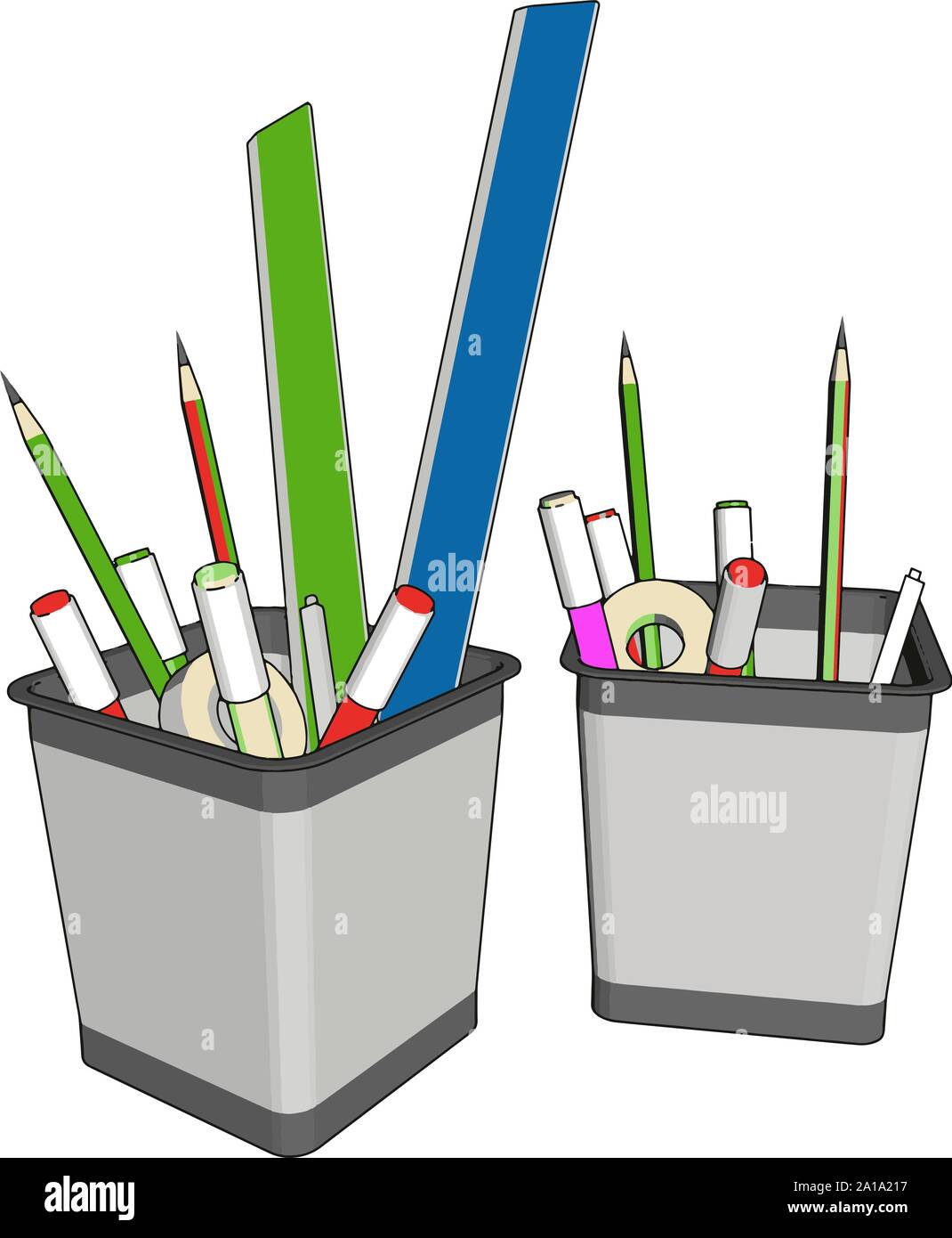 Pen holder, illustration, vector on white background Stock Vector Image ...