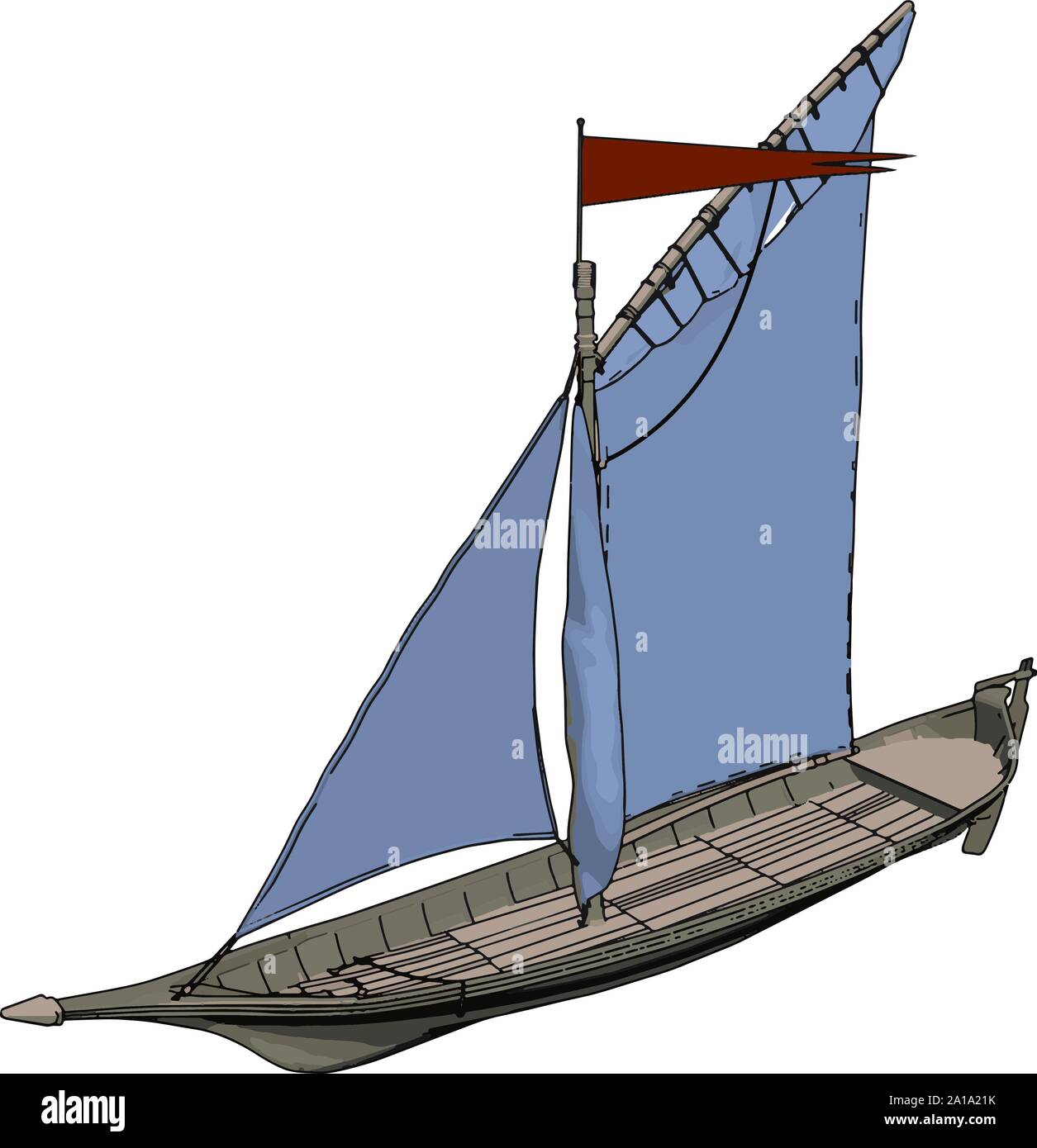 Small blue ship, illustration, vector on white background Stock Vector ...