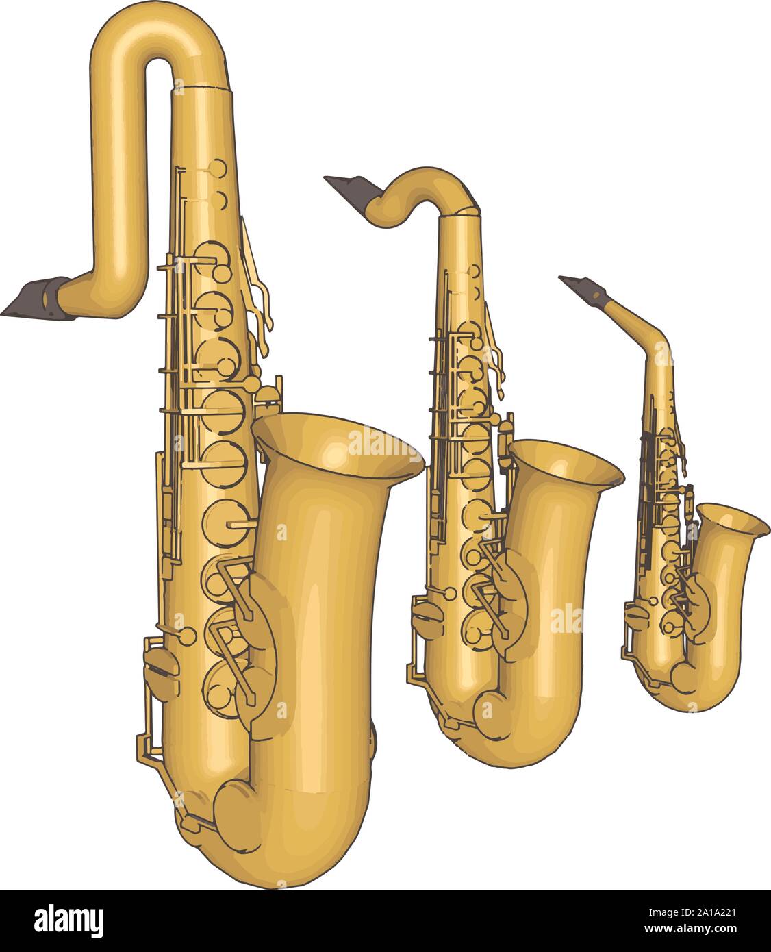 Yellow saxophone, illustration, vector on white background Stock Vector ...