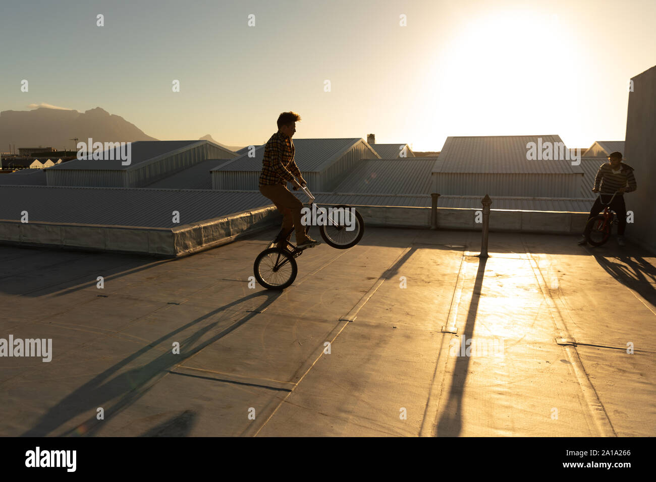 BMX riders on a rooftop Stock Photo - Alamy