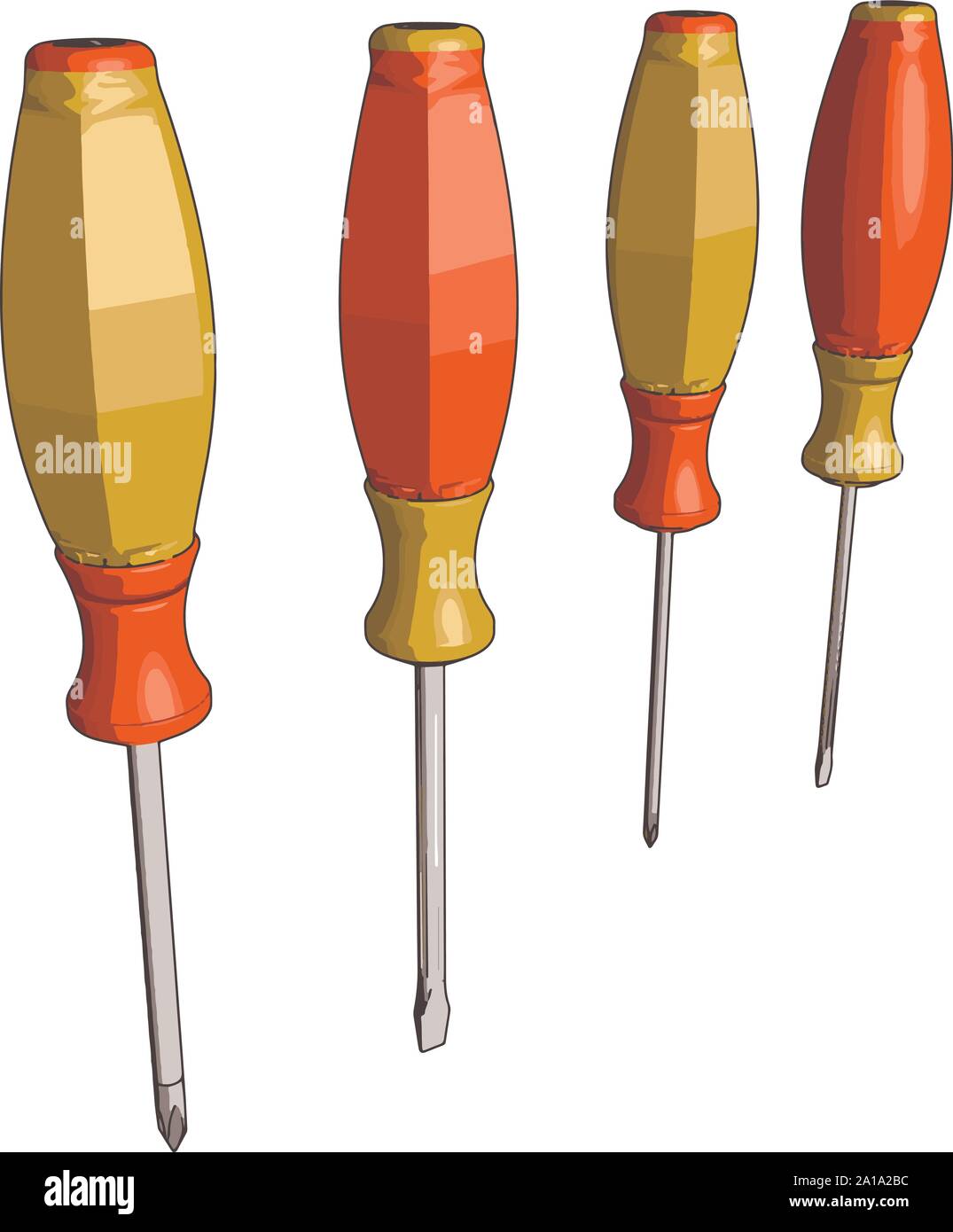 Red screwdrivers, illustration, vector on white background Stock Vector ...