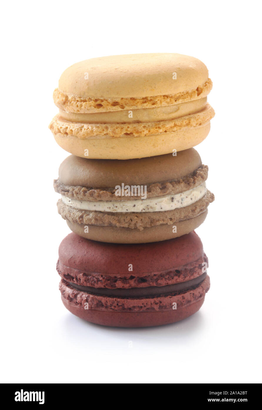 Brown Macarons Isolated On White Stock Photo - Alamy