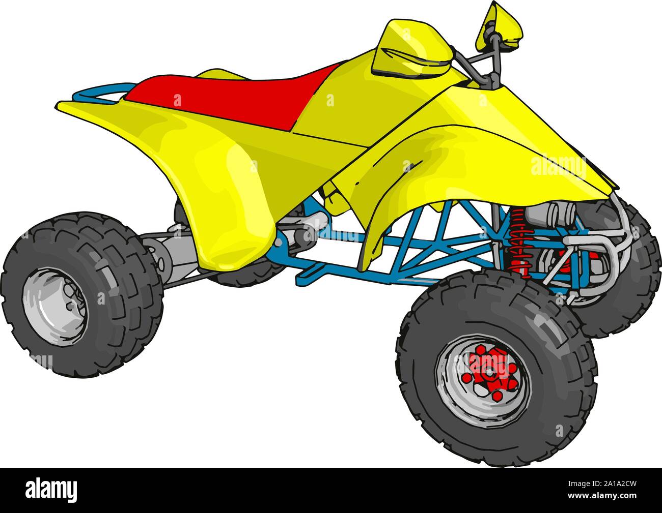 Yellow quad bike, illustration, vector on white background Stock Vector ...
