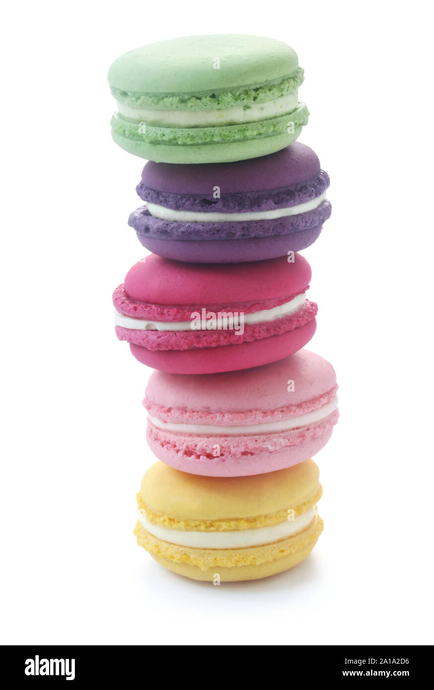 Colorful Macarons In A Stack Isolated On White Stock Photo - Alamy