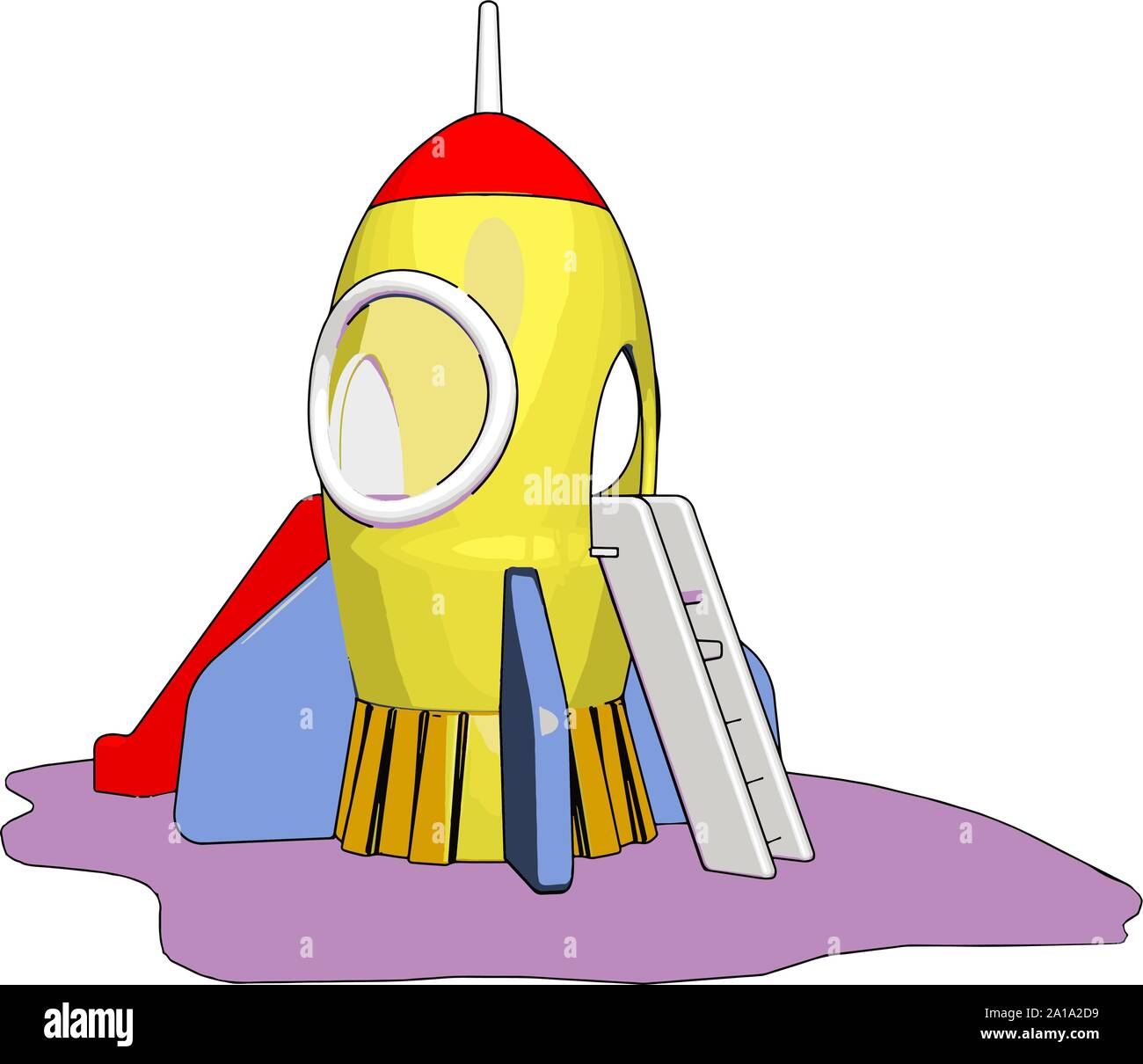 Yellow rocket toy, illustration, vector on white background Stock ...