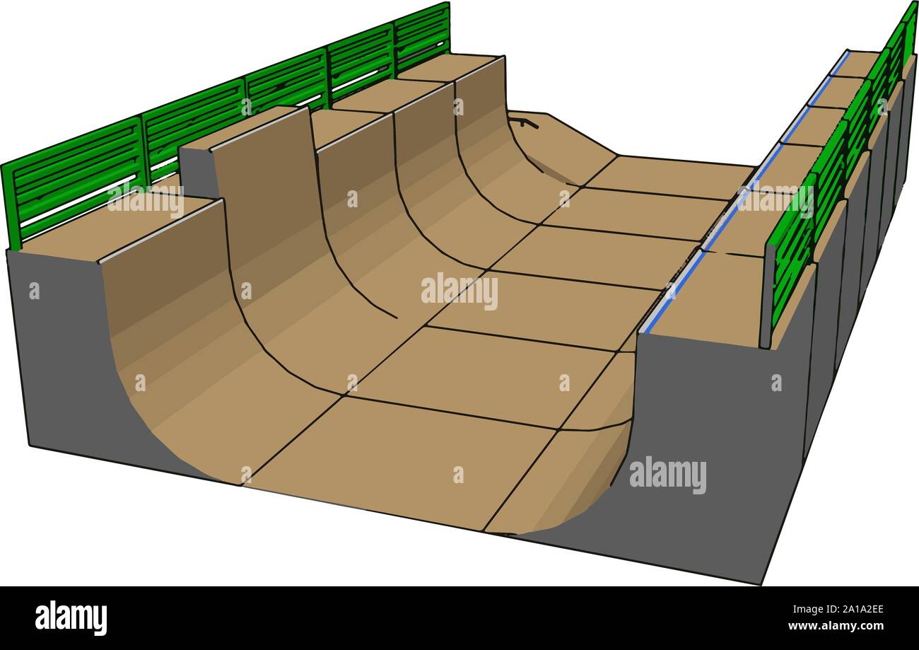 Big skatepark, illustration, vector on white background Stock Vector ...