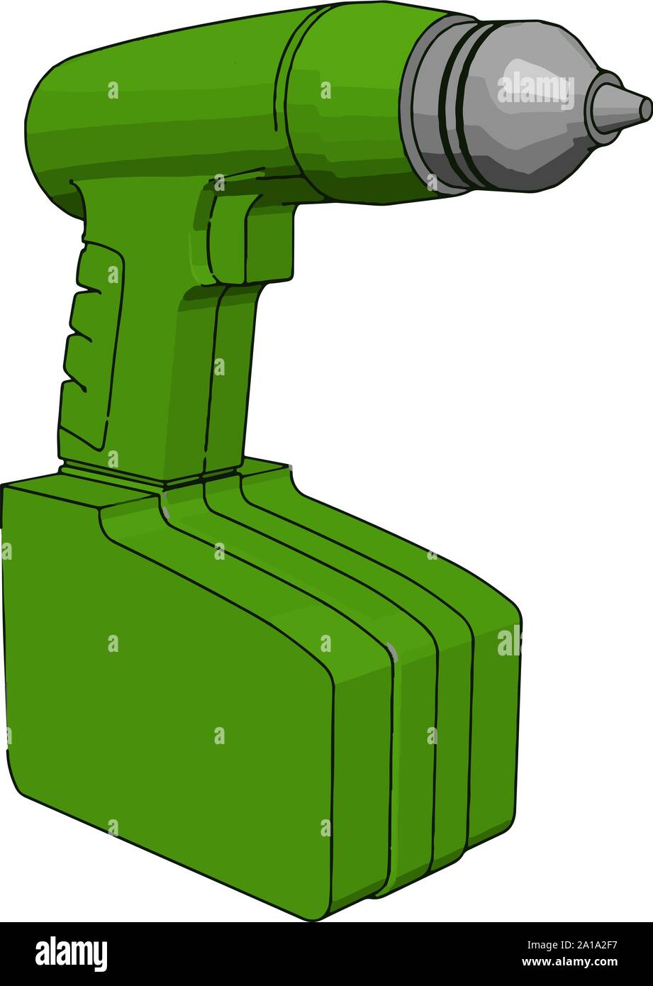 Green drill, illustration, vector on white background Stock Vector ...
