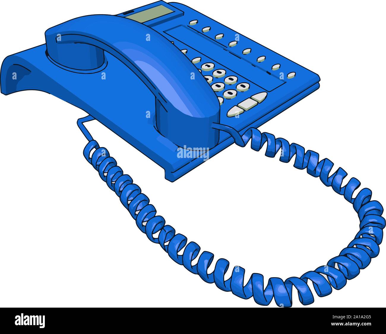 Blue telephone, illustration, vector on white background Stock Vector ...