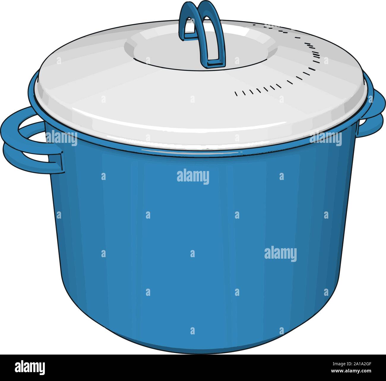 Blue cookware, illustration, vector on white background Stock Vector ...