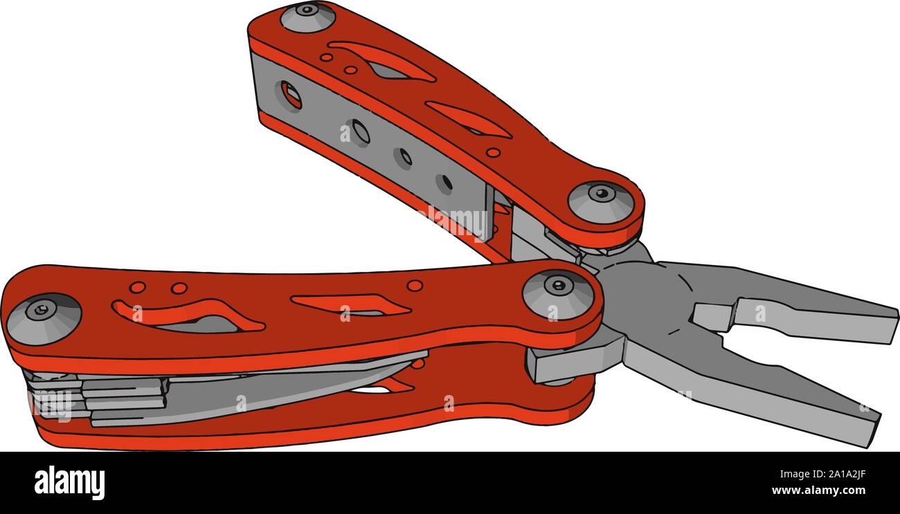 Red combines, illustration, vector on white background Stock Vector ...