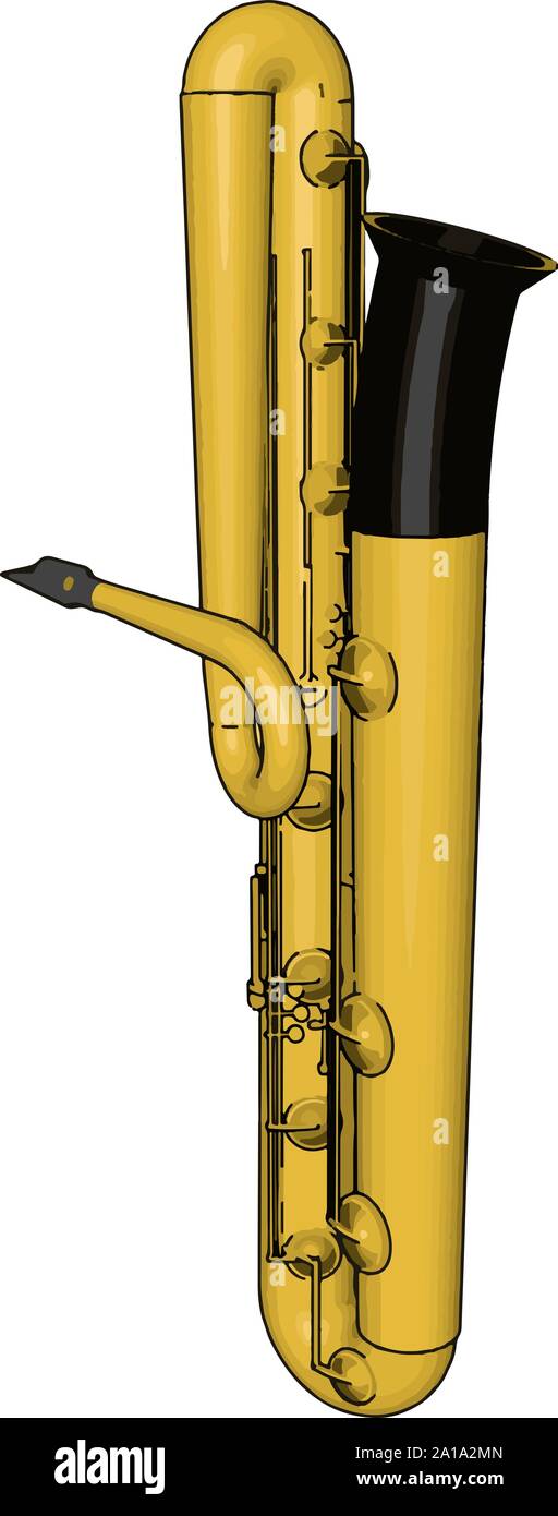 Yellow saxophone, illustration, vector on white background Stock Vector ...