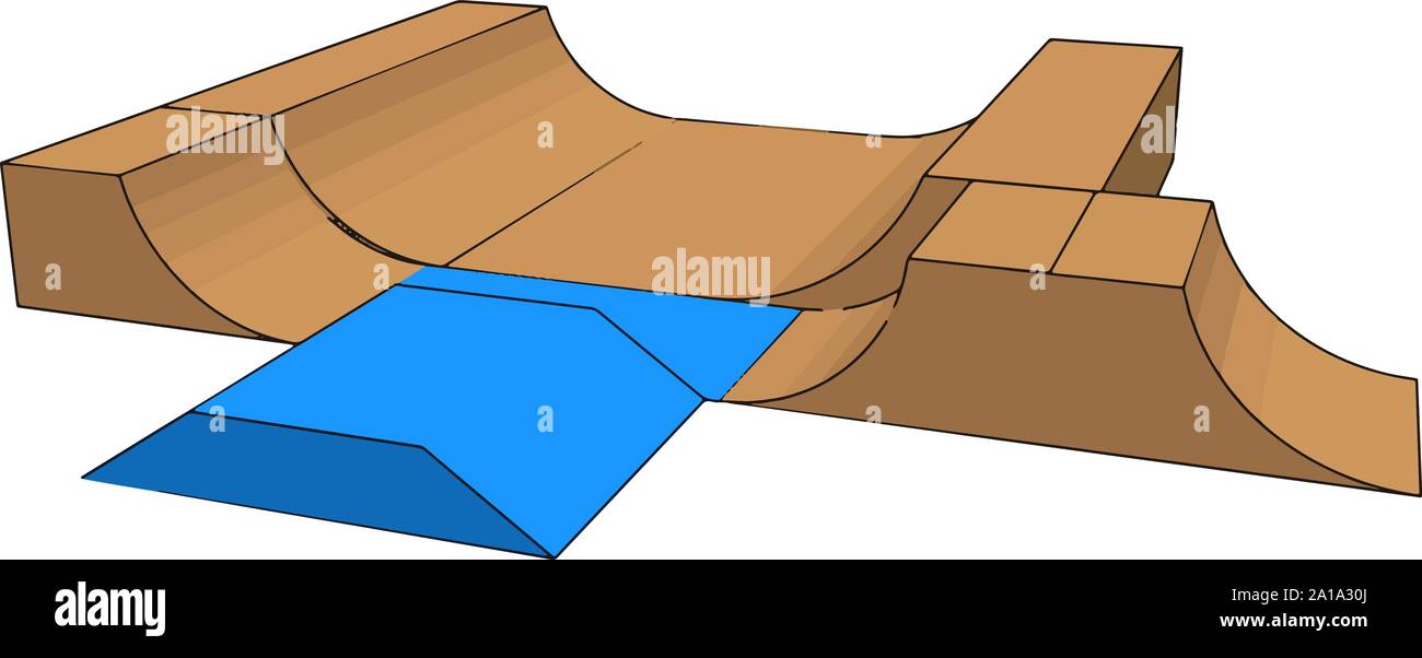 Skatepark ramp, illustration, vector on white background Stock Vector ...