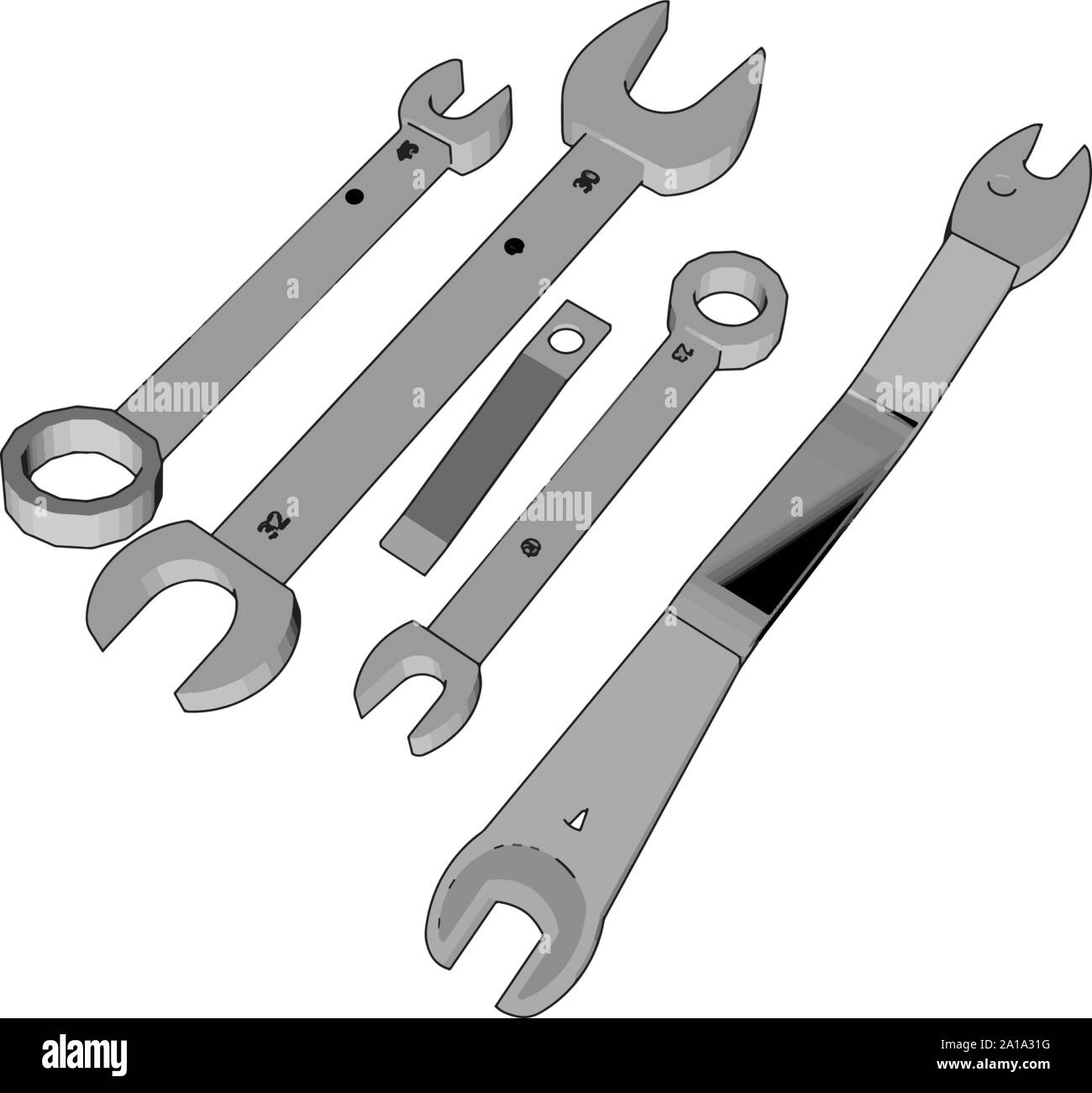 Multiple tools, illustration, vector on white background Stock Vector ...