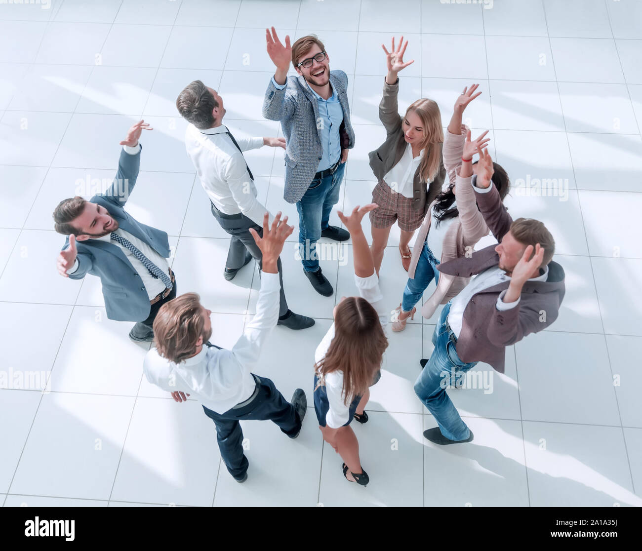 top view. corporate business team showing their unity Stock Photo - Alamy