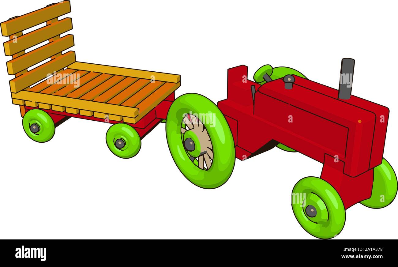 Red small traktor, illustration, vector on white background Stock ...