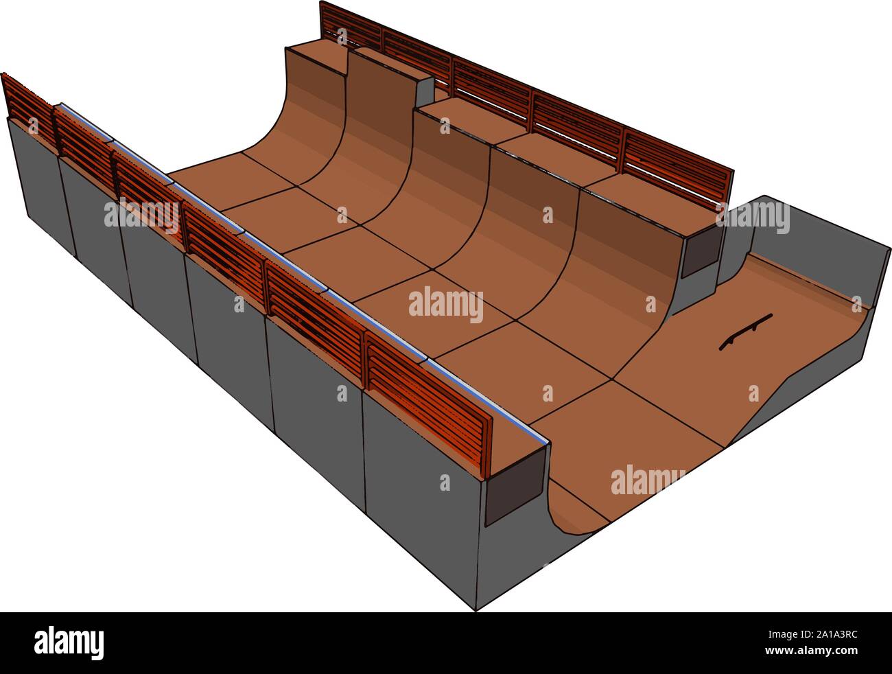 Big skatepark, illustration, vector on white background Stock Vector ...