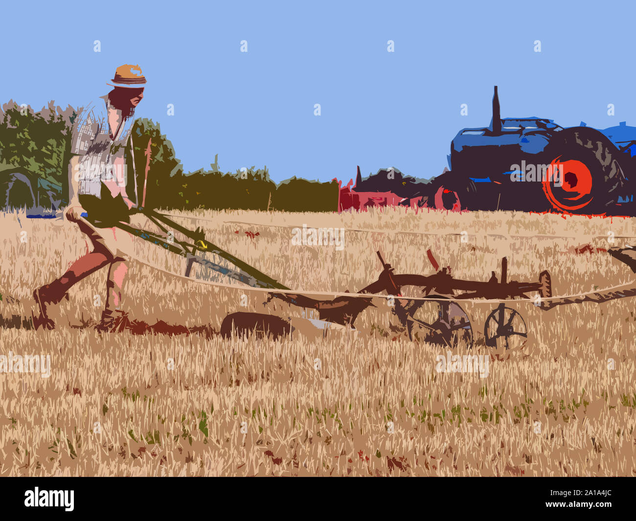 Man with horse drawn plough at ploughing match Stock Photo - Alamy