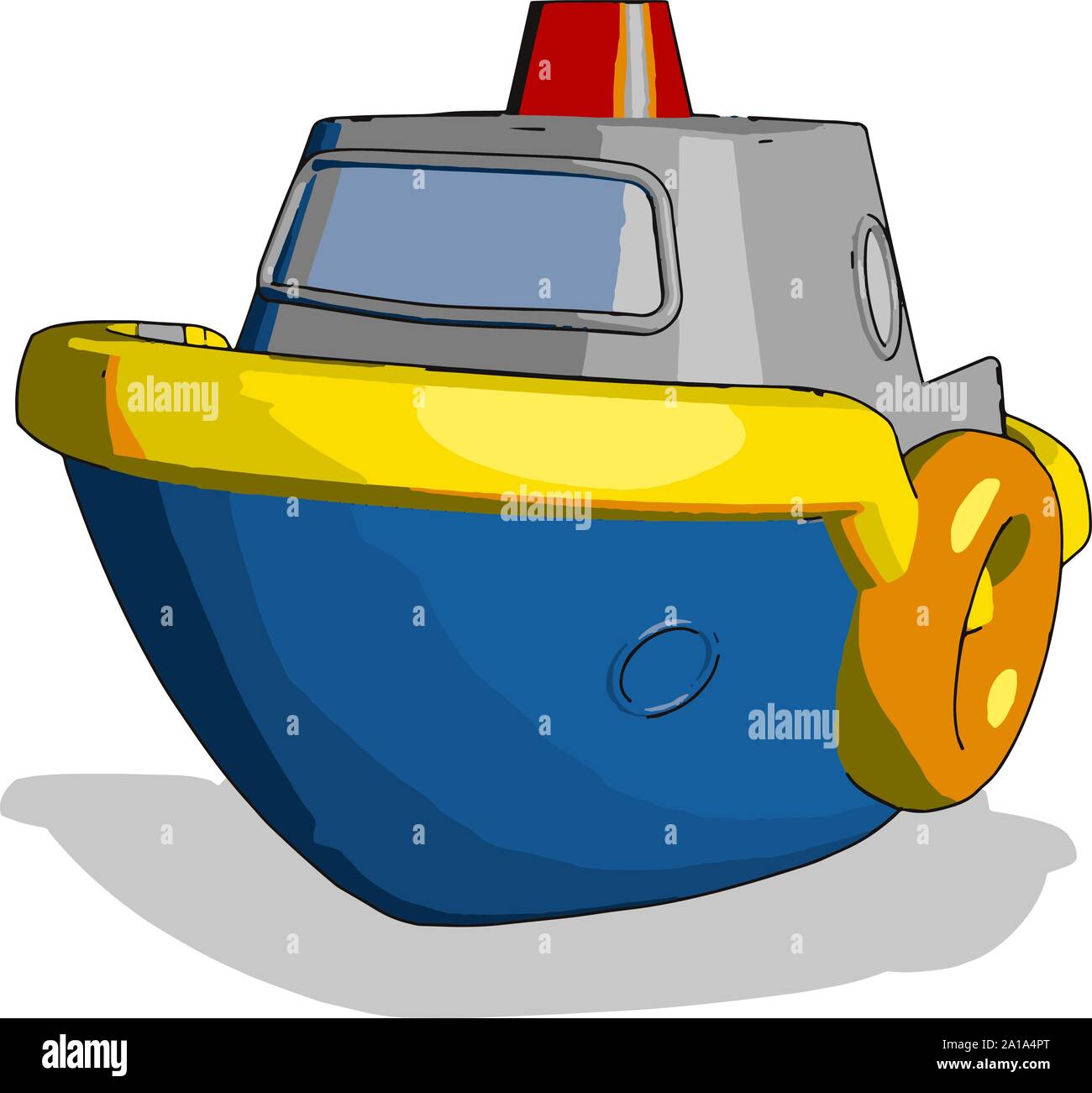 Blue little ship toy, illustration, vector on white background Stock ...