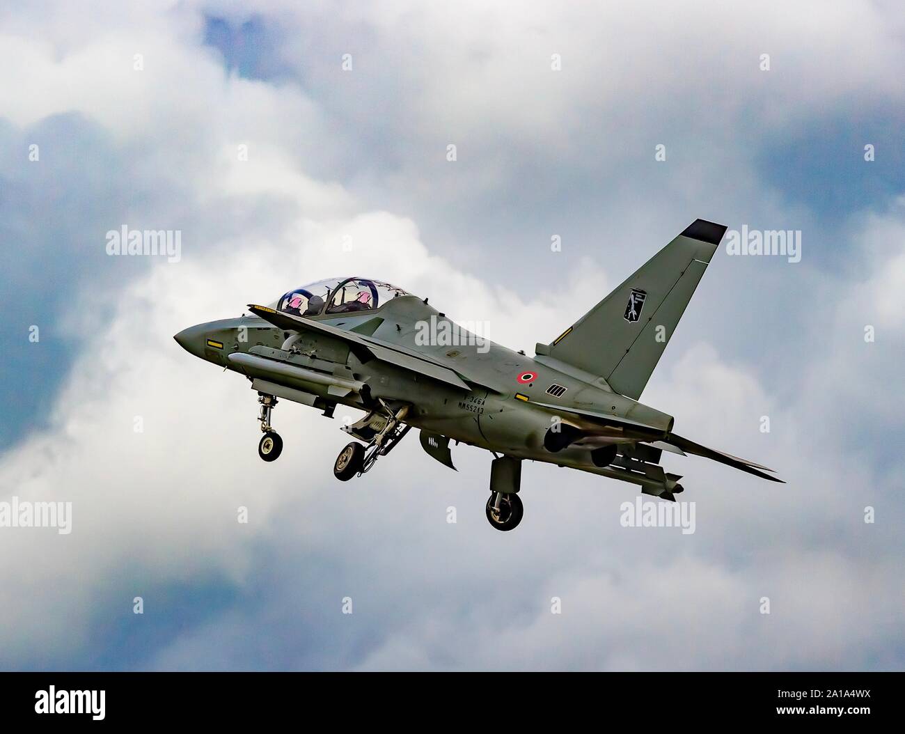 Leonardo-Finmeccanica M346 multi engine transonic jet trainer taking ...
