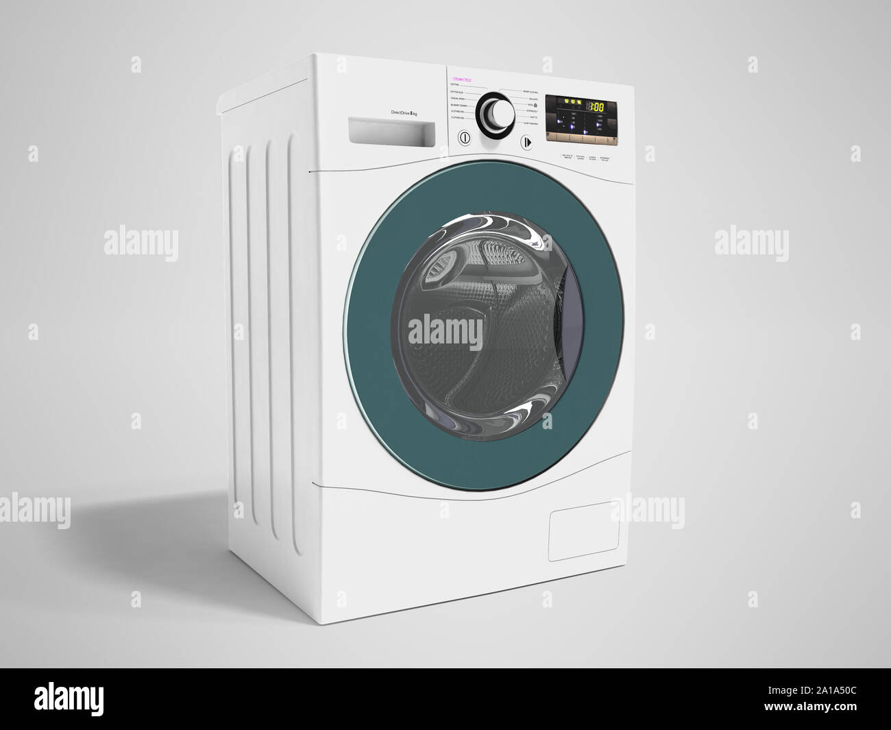 Modern multifunction electric washing machine white with blue rim 3d ...