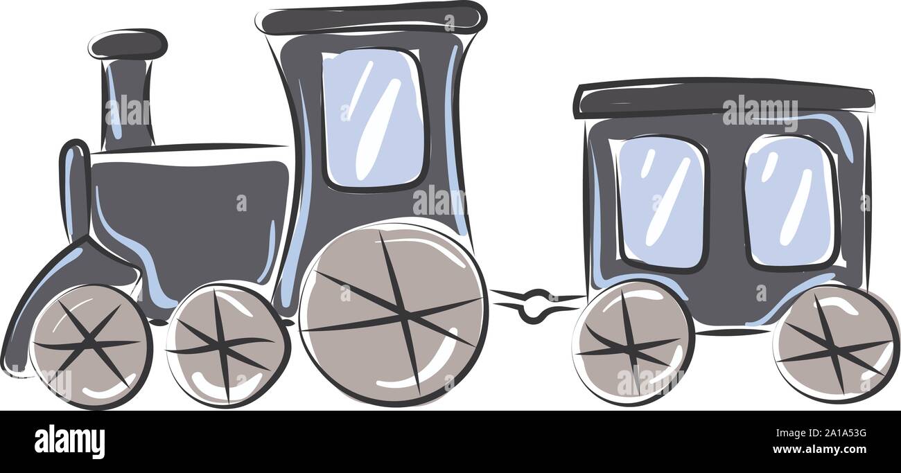 Blue train, illustration, vector on white background Stock Vector Image ...