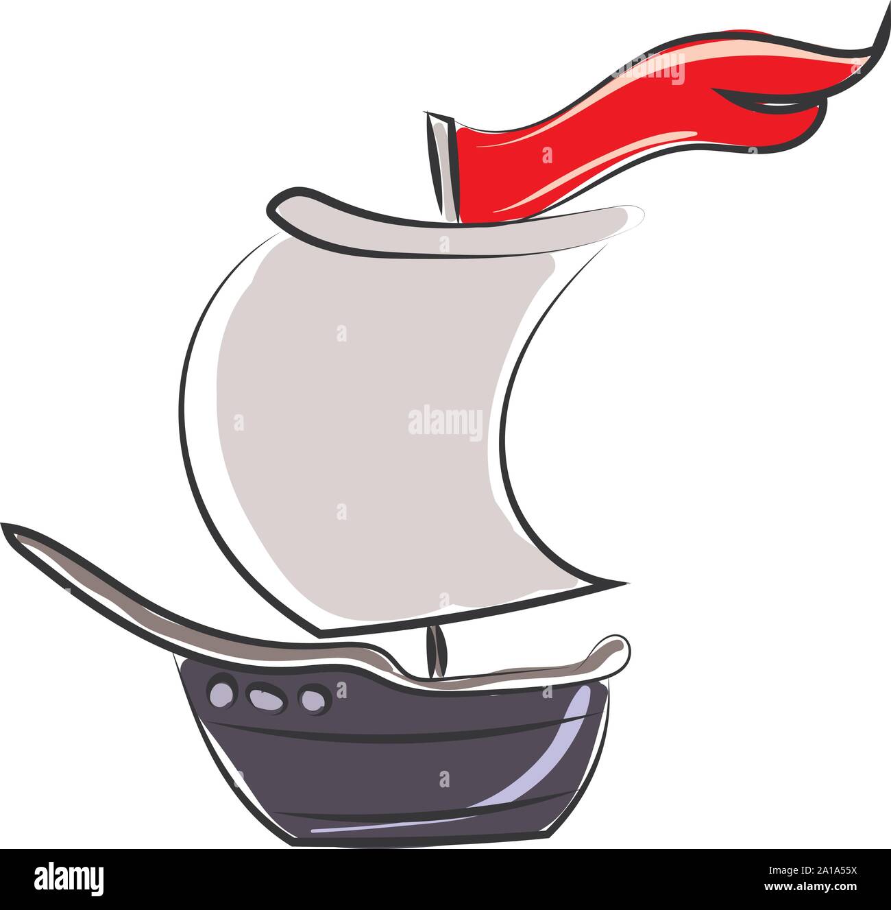 Blue boat, illustration, vector on white background Stock Vector Image ...