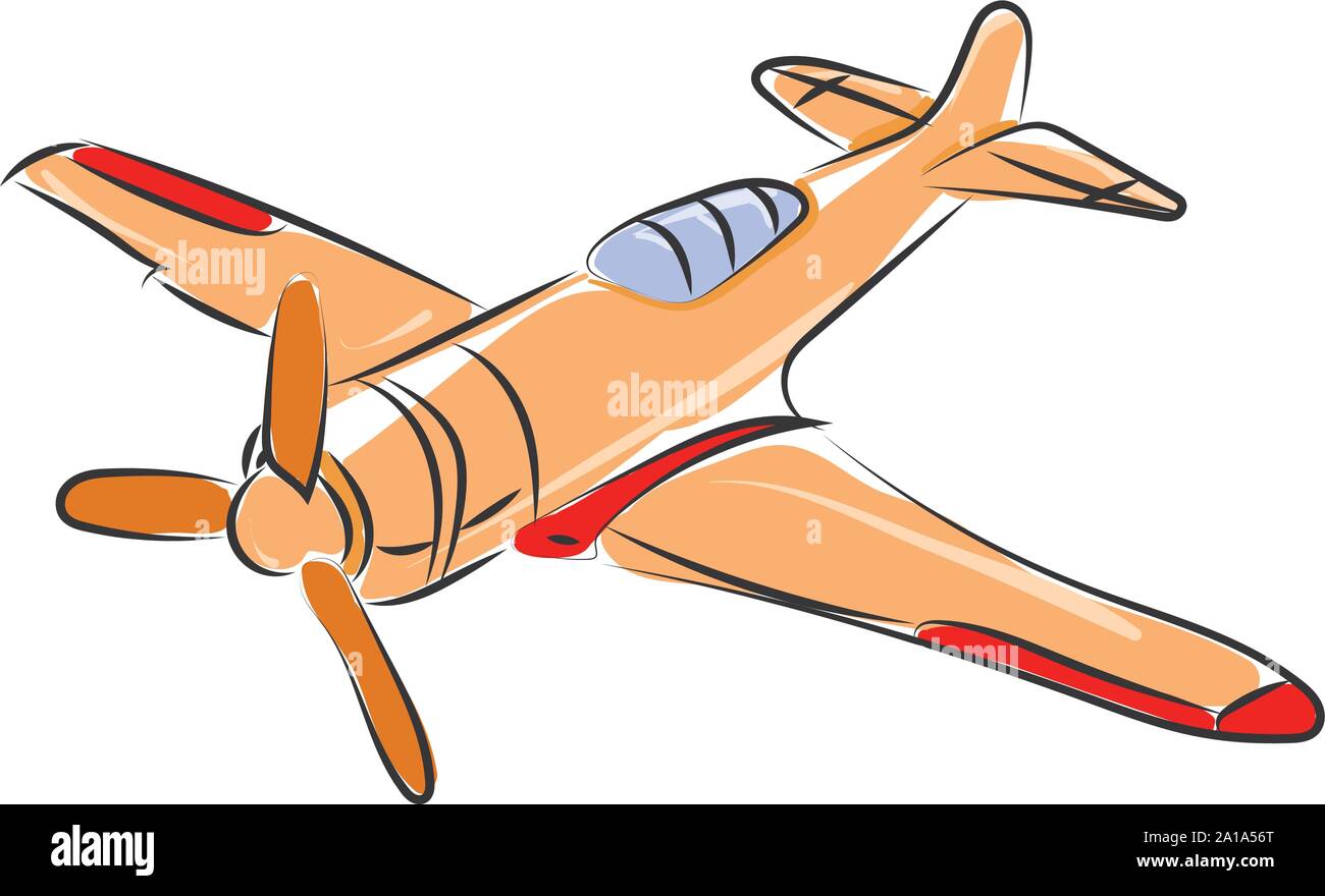 Orange aircraft, illustration, vector on white background Stock Vector ...
