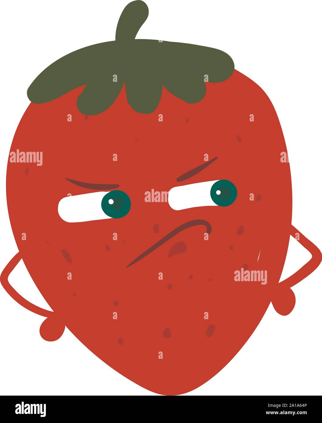 Angry strawberry, illustration, vector on white background Stock Vector ...