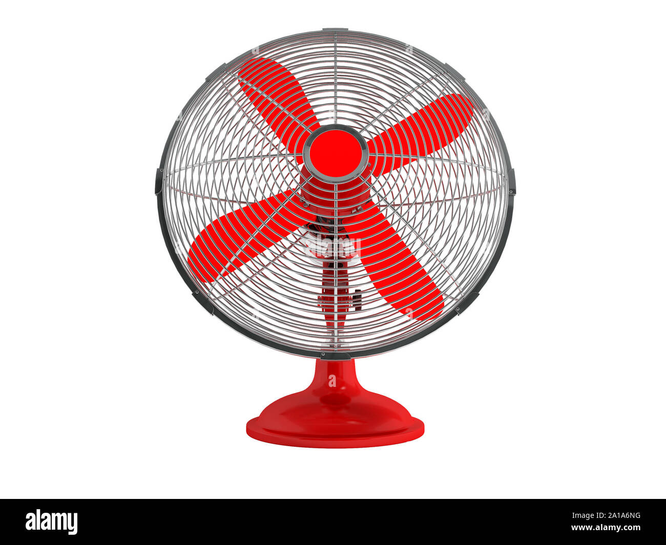 Modern office red fan in metal mesh for security 3d rendering on white ...