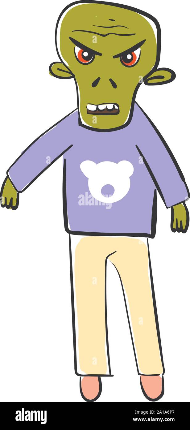 Angry zombie, illustration, vector on white background Stock Vector ...