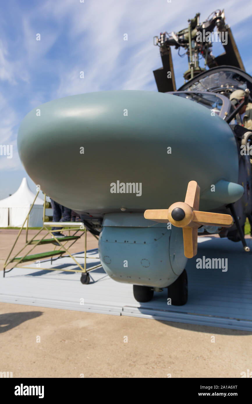 A fuselage of a combat aircraft - outdoors exhibition. Mid shot Stock ...