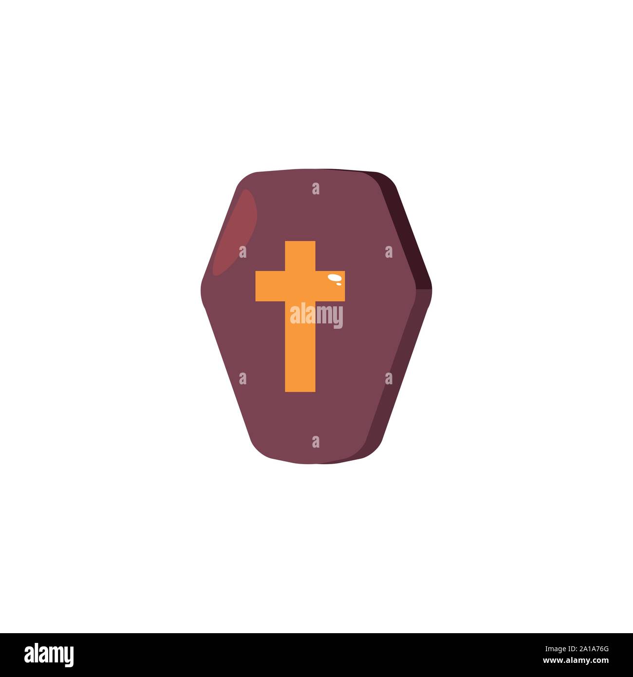 wood coffin with christian cross on white background vector ...