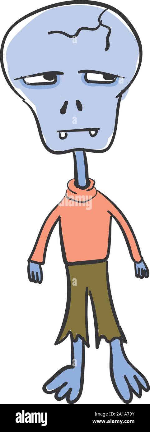 Blue zombie, illustration, vector on white background Stock Vector ...