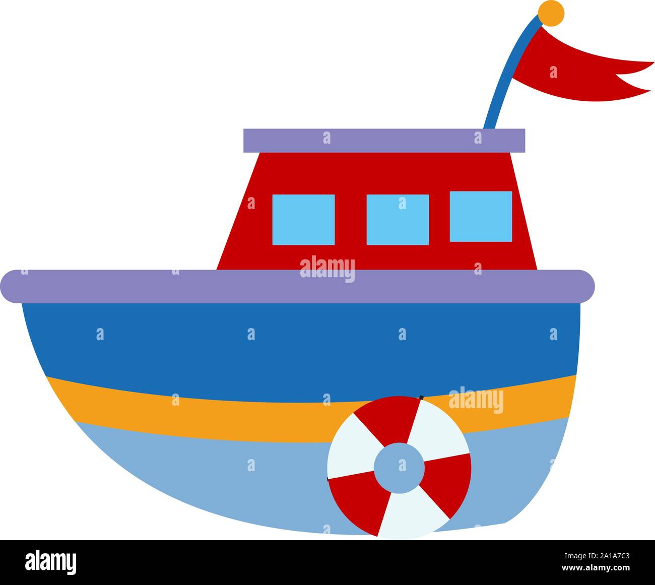 Blue boat, illustration, vector on white background Stock Vector Image ...