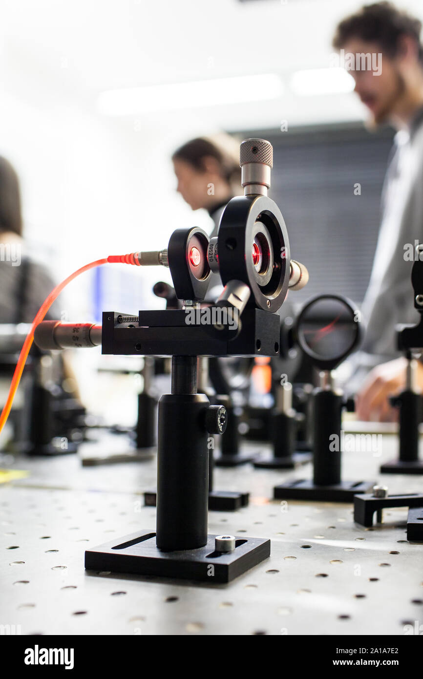 Quantum optics lab installations with laser, irises, appertures - laser ...