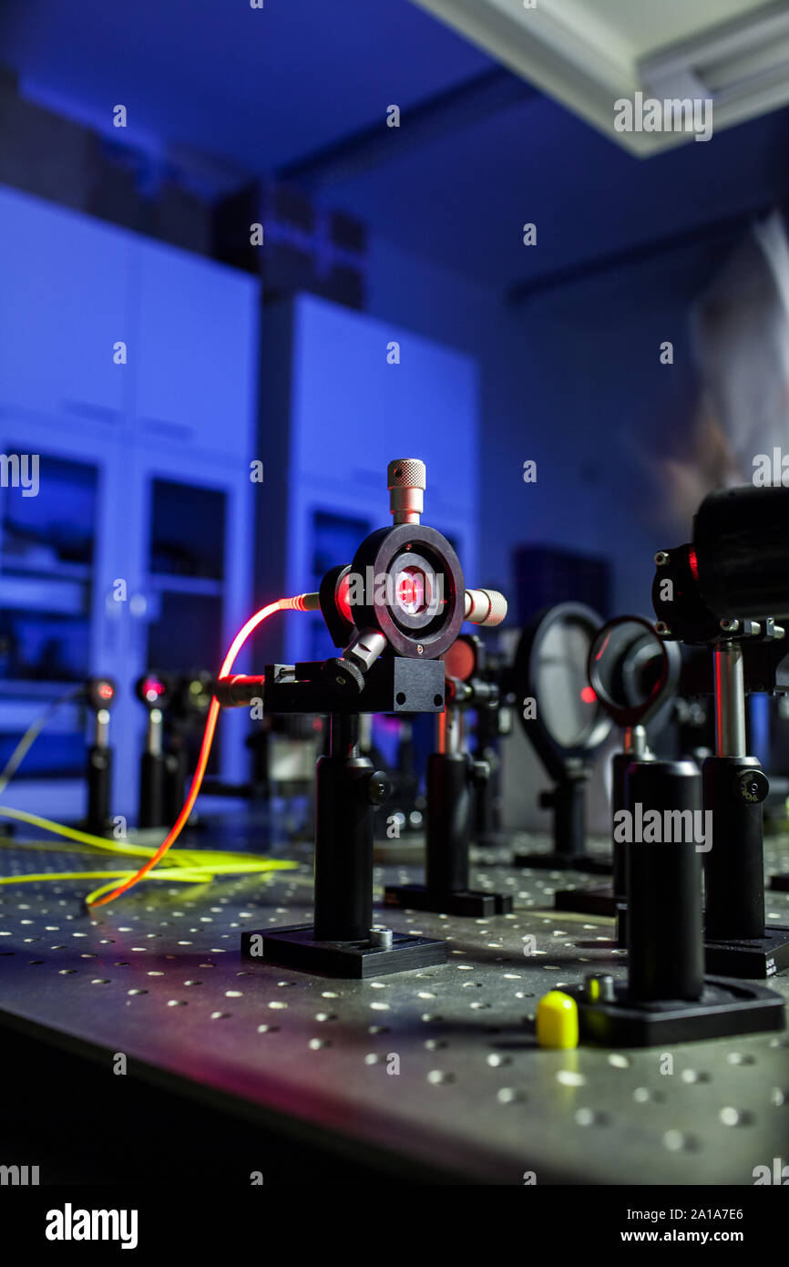 Quantum optics lab installations with laser, irises, appertures - laser ...