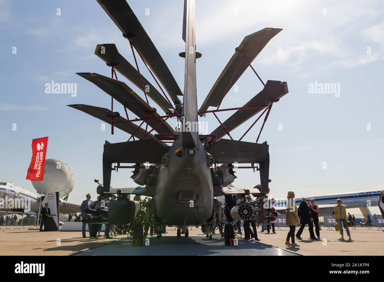30 AUGUST 2019 MOSCOW, RUSSIA: Outdoors exhibition of airplanes - A ...