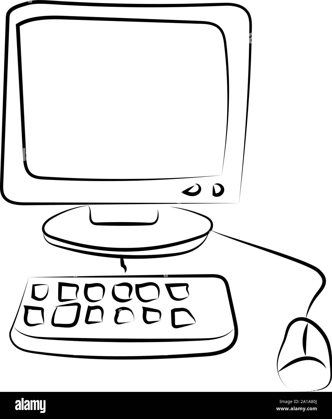 Pc drawing, illustration, vector on white background Stock Vector Image ...