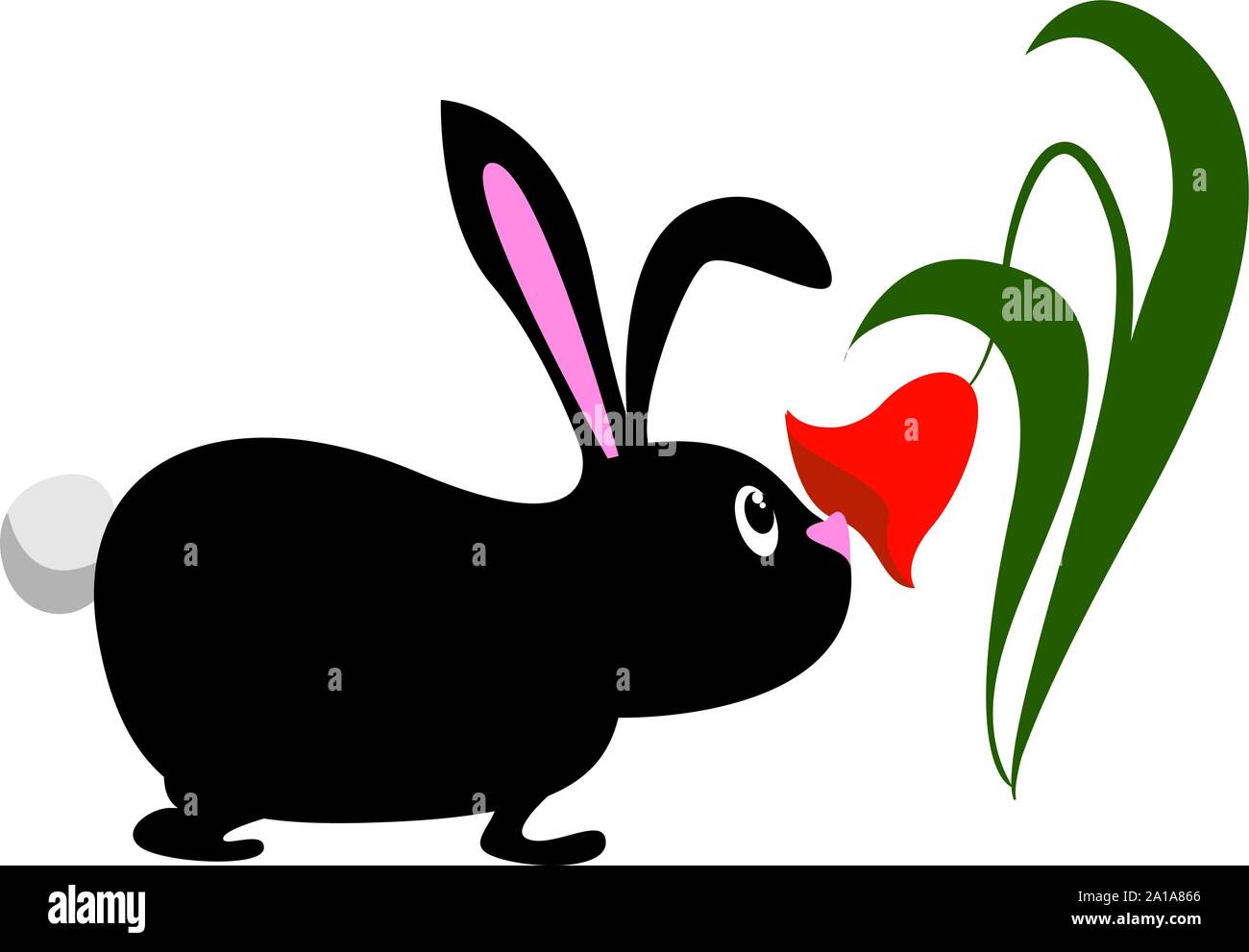 Black bunny, illustration, vector on white background Stock Vector ...