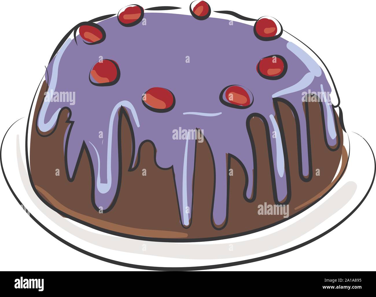 Cherry cake, illustration, vector on white background Stock Vector ...