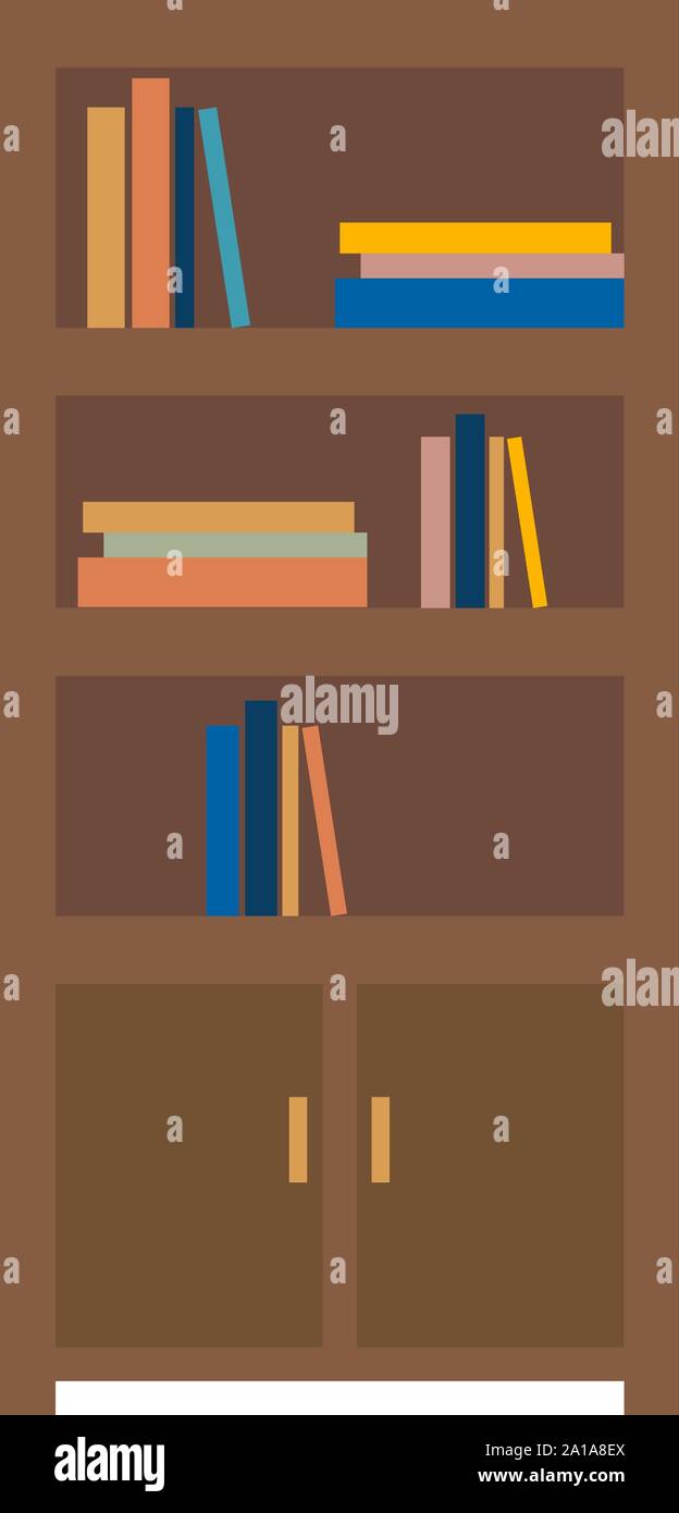 Bookshelf, illustration, vector on white background Stock Vector Image ...