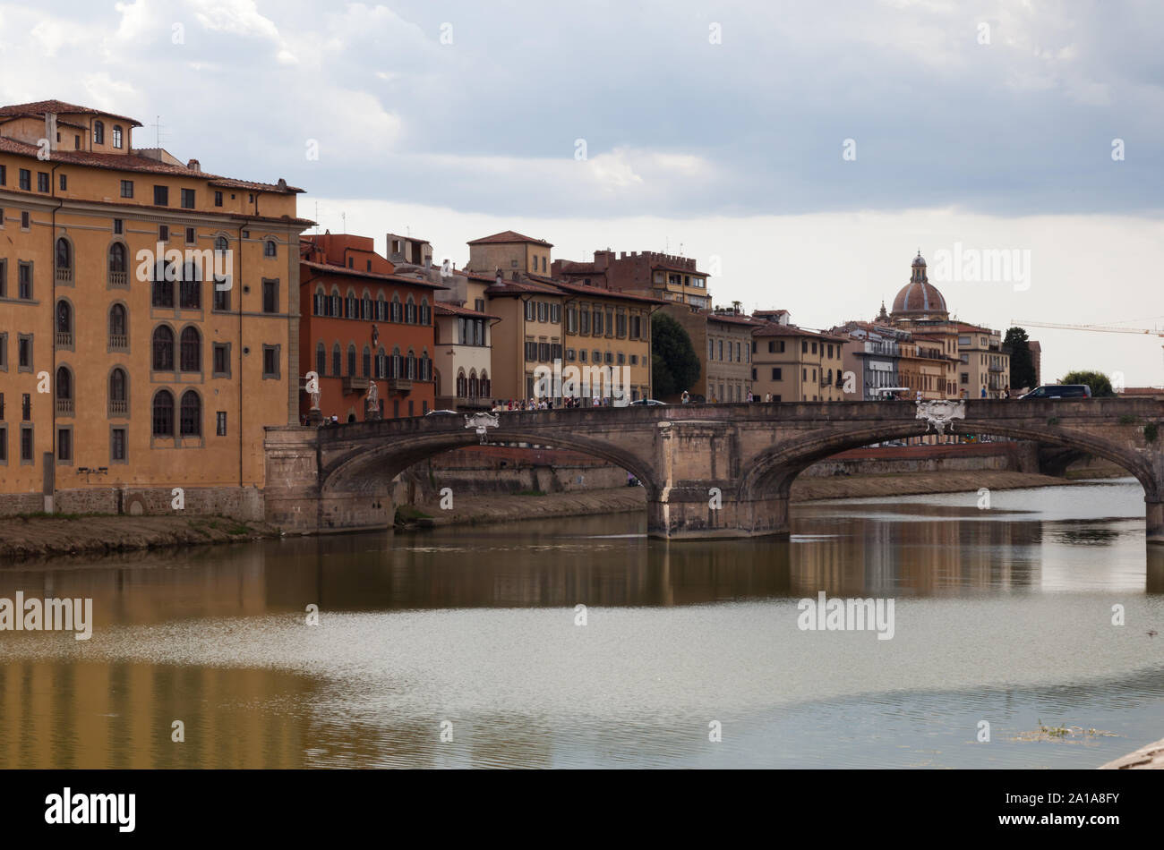 St. Trinity Bridge over River Arno, Florence, Italy. San Frediano in ...