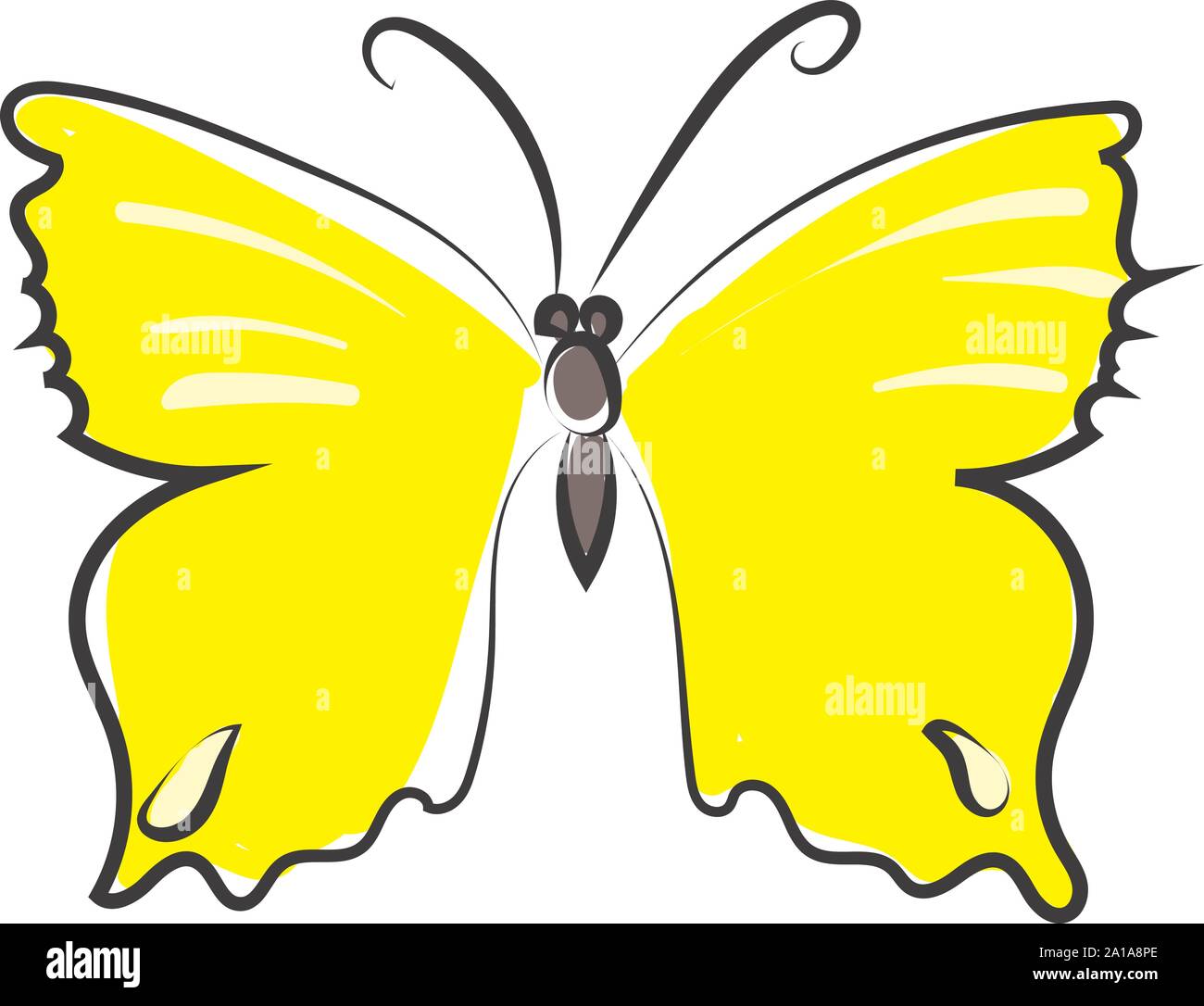 Yellow butterfly, illustration, vector on white background Stock Vector ...