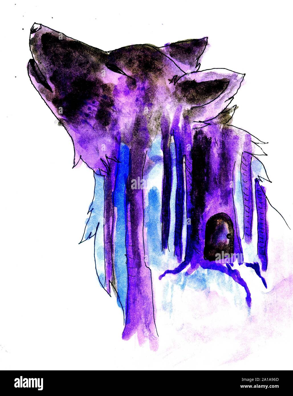 Grunge sketch of an abstract wolf, hand drawn illustration Stock Photo ...