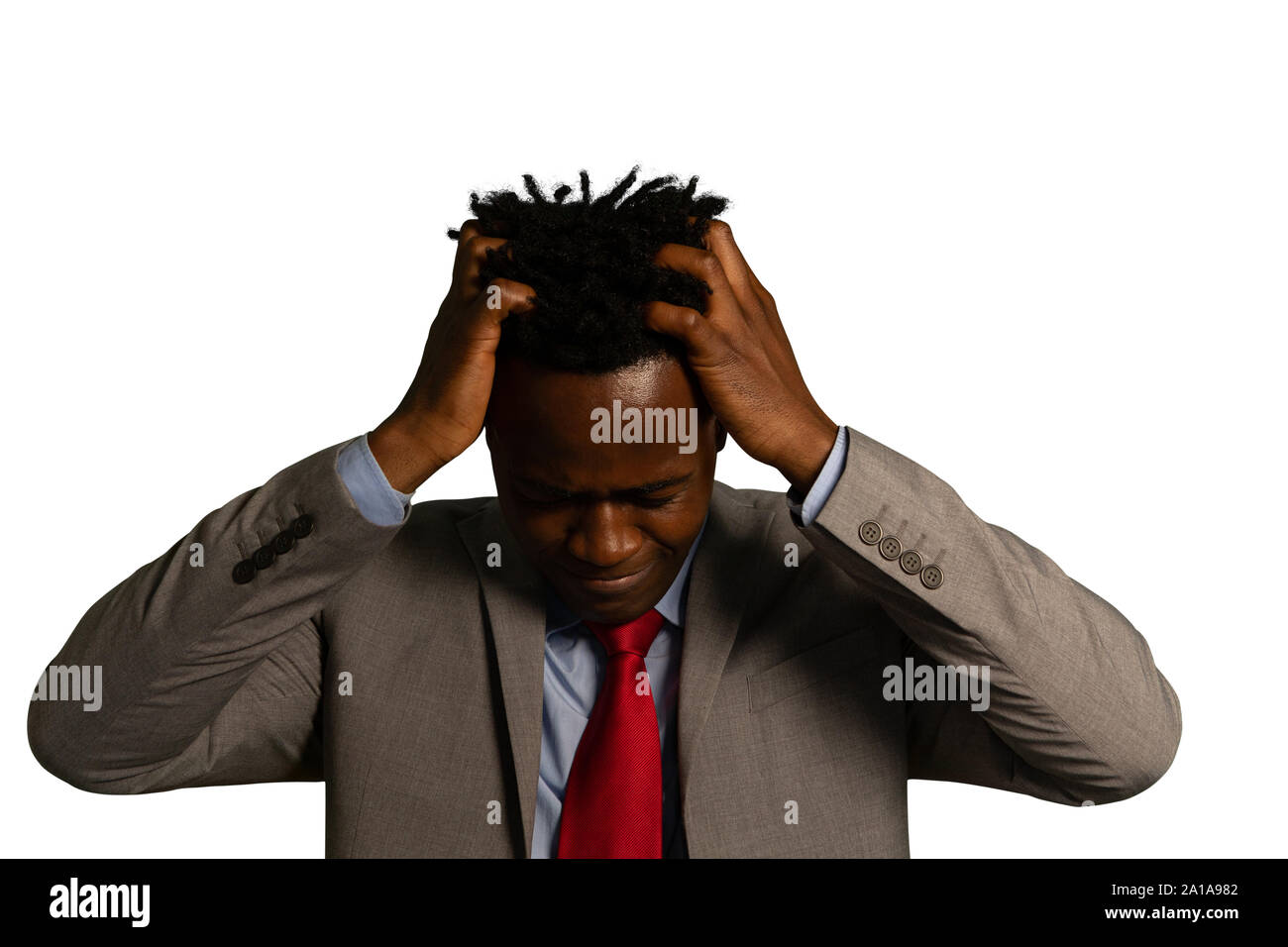 Close up head holding confused hi-res stock photography and images - Alamy
